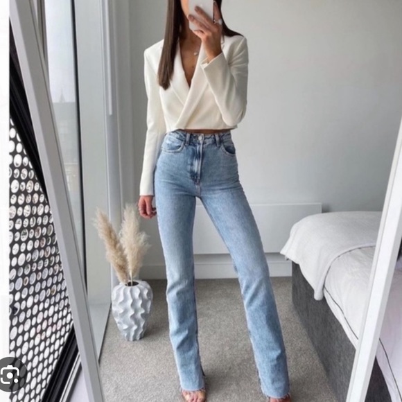Zara | Jeans | Zara Slim Flare High Rise Full Length Split | Poshmark